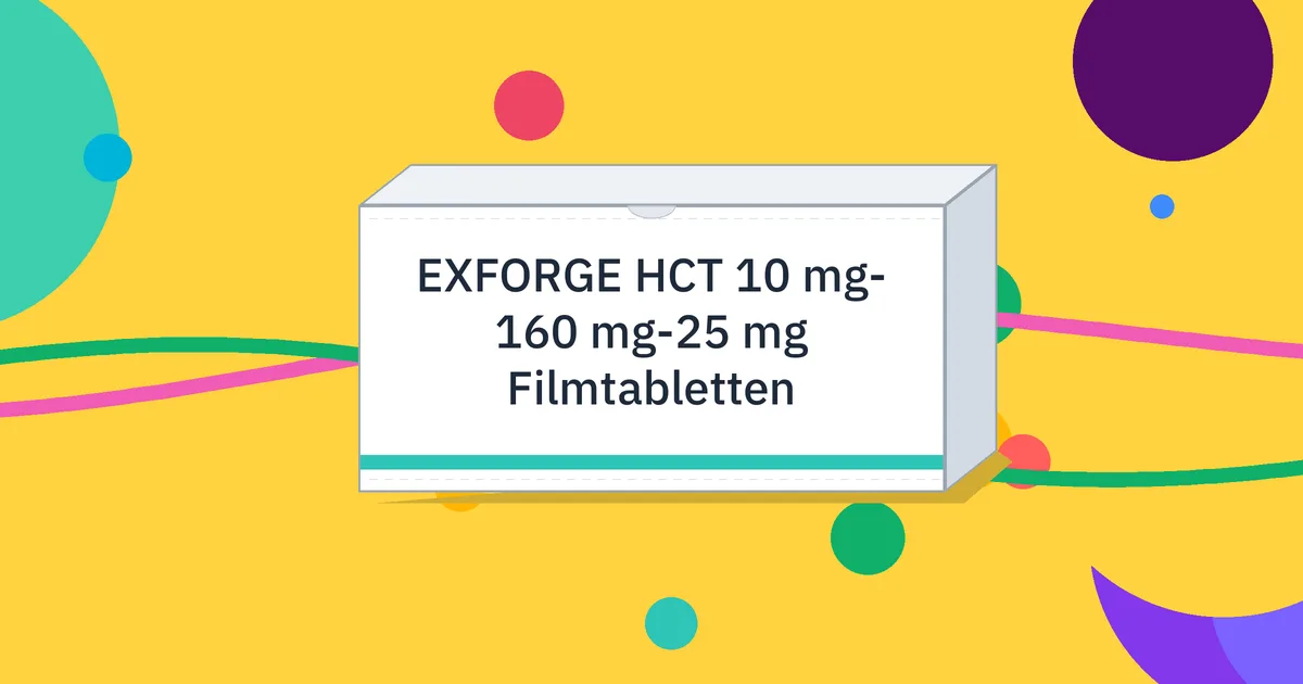 Symbolbild: Packung mit der Aufschrift EXFORGE HCT 10 mg-160 mg-25 mg Filmtabletten (PZN 06571502) – Verfügbarkeit und Bezug in Apotheken in Frankfurt am Main