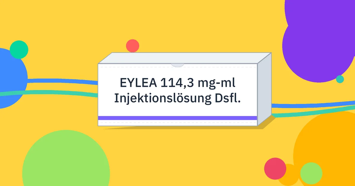 Symbolbild: Packung mit der Aufschrift EYLEA 114,3 mg-ml Injektionslösung Dsfl. (PZN 19492000) – Verfügbarkeit und Bezug in Apotheken in Frankfurt am Main