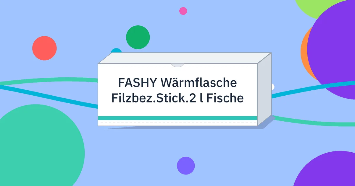 Symbolbild: Packung mit der Aufschrift FASHY Wärmflasche Filzbez.Stick.2 l Fische (PZN 17246515) – Verfügbarkeit und Bezug in Apotheken in Frankfurt am Main