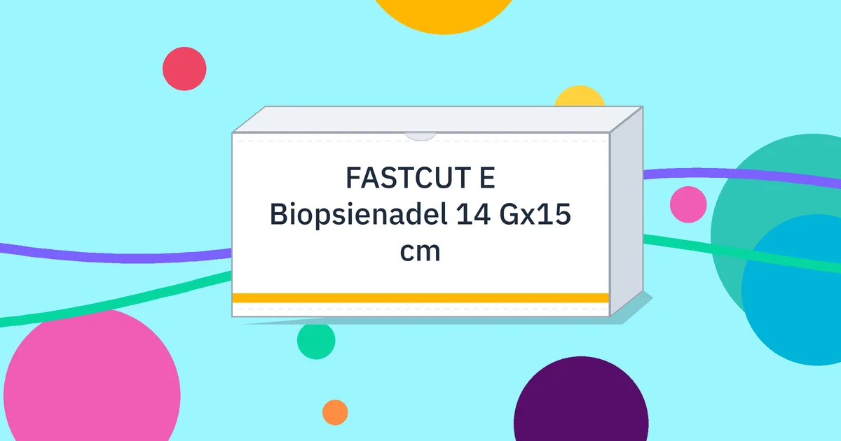 Symbolbild: Packung mit der Aufschrift FASTCUT E Biopsienadel 14 Gx15 cm (PZN 16922397) – Verfügbarkeit und Bezug in Apotheken in Frankfurt am Main