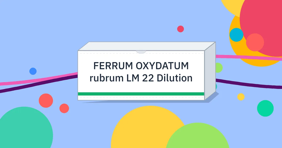 Symbolbild: Packung mit der Aufschrift FERRUM OXYDATUM rubrum LM 22 Dilution (PZN 12851795) – Verfügbarkeit und Bezug in Apotheken in Frankfurt am Main