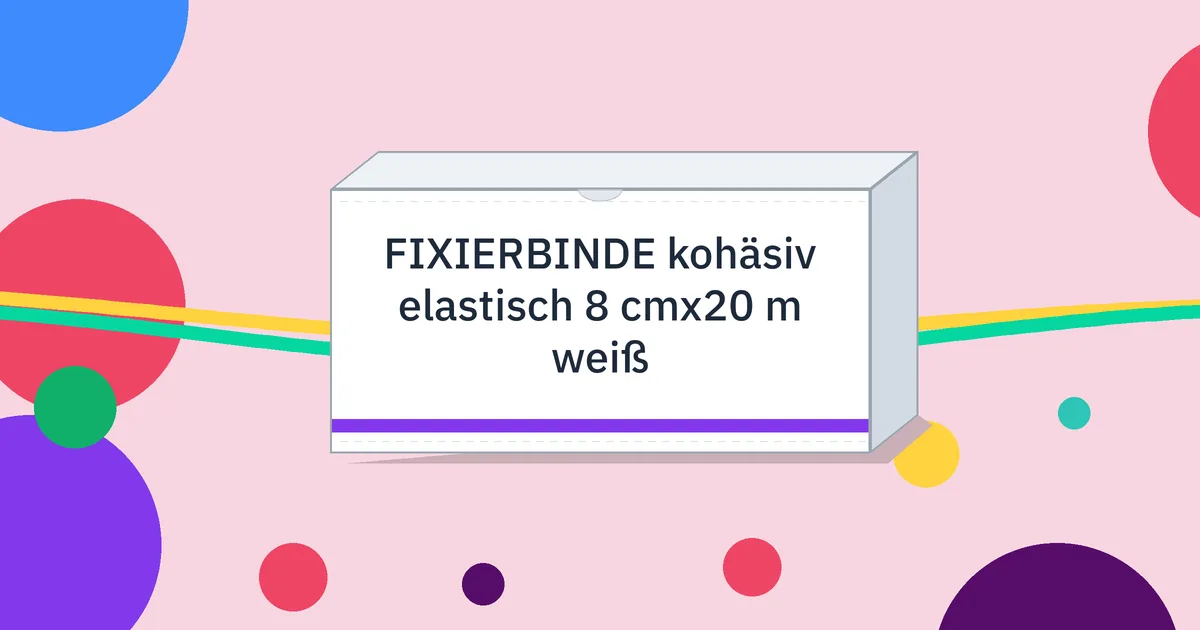 Symbolbild: Packung mit der Aufschrift FIXIERBINDE kohäsiv elastisch 8 cmx20 m weiß (PZN 04807142) – Verfügbarkeit und Bezug in Apotheken in Frankfurt am Main