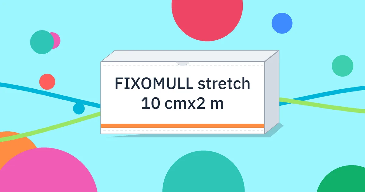 Symbolbild: Packung mit der Aufschrift FIXOMULL stretch 10 cmx2 m (PZN 19975158) – Verfügbarkeit und Bezug in Apotheken in Frankfurt am Main