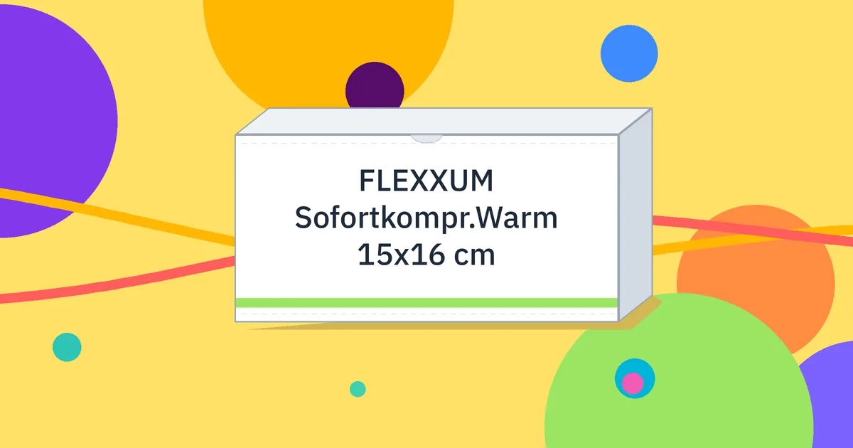 Symbolbild: Packung mit der Aufschrift FLEXXUM Sofortkompr.Warm 15x16 cm (PZN 01317503) – Verfügbarkeit und Bezug in Apotheken in Frankfurt am Main