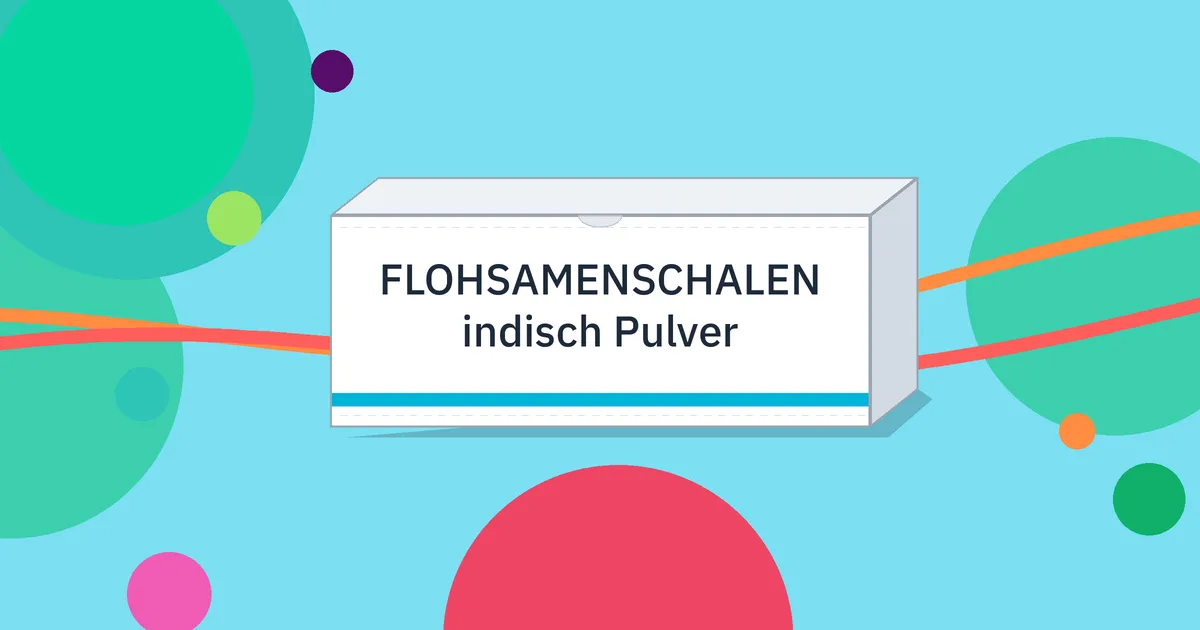 Symbolbild: Packung mit der Aufschrift FLOHSAMENSCHALEN indisch Pulver (PZN 11341477) – Verfügbarkeit und Bezug in Apotheken in Frankfurt am Main