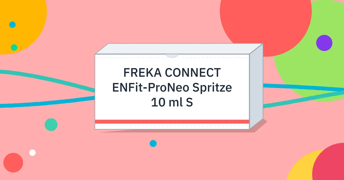Symbolbild: Packung mit der Aufschrift FREKA CONNECT ENFit-ProNeo Spritze 10 ml S (PZN 11378919) – Verfügbarkeit und Bezug in Apotheken in Frankfurt am Main