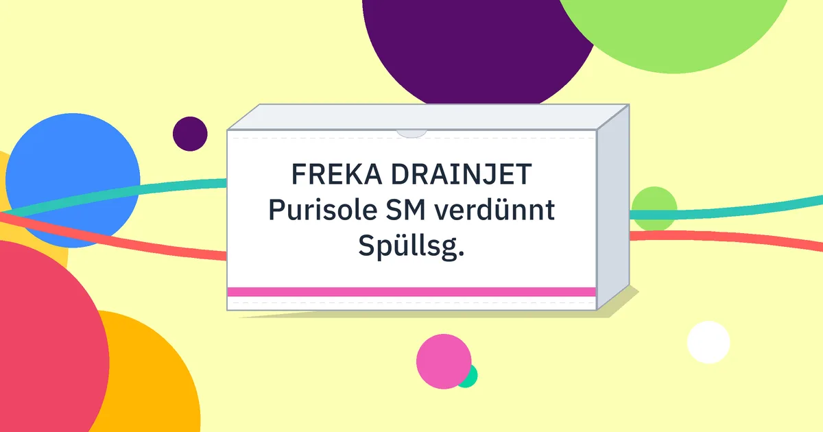 Symbolbild: Packung mit der Aufschrift FREKA DRAINJET Purisole SM verdünnt Spüllsg. (PZN 03031685) – Verfügbarkeit und Bezug in Apotheken in Frankfurt am Main