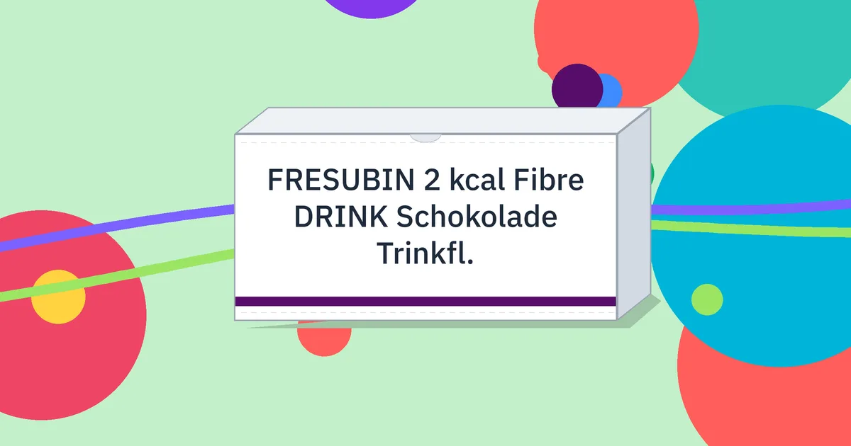 Symbolbild: Packung mit der Aufschrift FRESUBIN 2 kcal Fibre DRINK Schokolade Trinkfl. (PZN 14359940) – Verfügbarkeit und Bezug in Apotheken in Frankfurt am Main