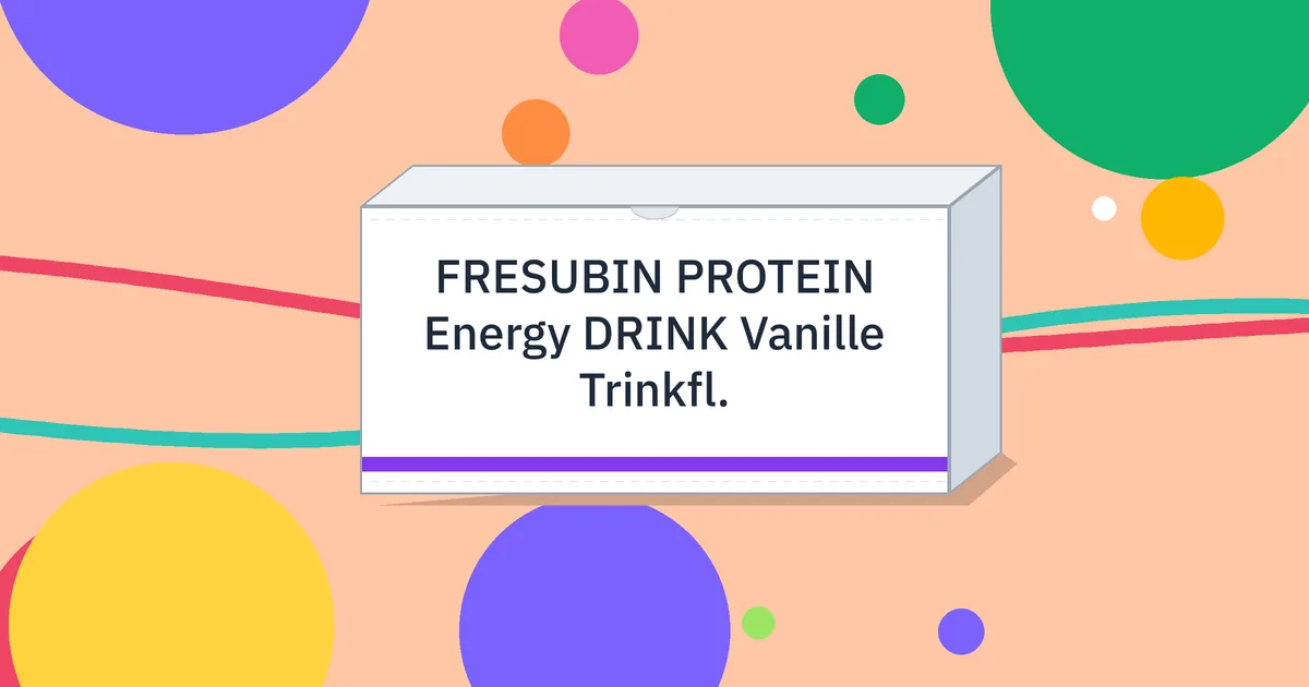 Symbolbild: Packung mit der Aufschrift FRESUBIN PROTEIN Energy DRINK Vanille Trinkfl. (PZN 00987644) – Verfügbarkeit und Bezug in Apotheken in Frankfurt am Main