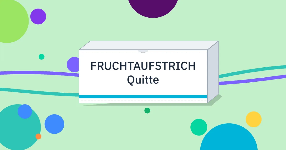 Symbolbild: Packung mit der Aufschrift FRUCHTAUFSTRICH Quitte (PZN 09649475) – Verfügbarkeit und Bezug in Apotheken in Frankfurt am Main
