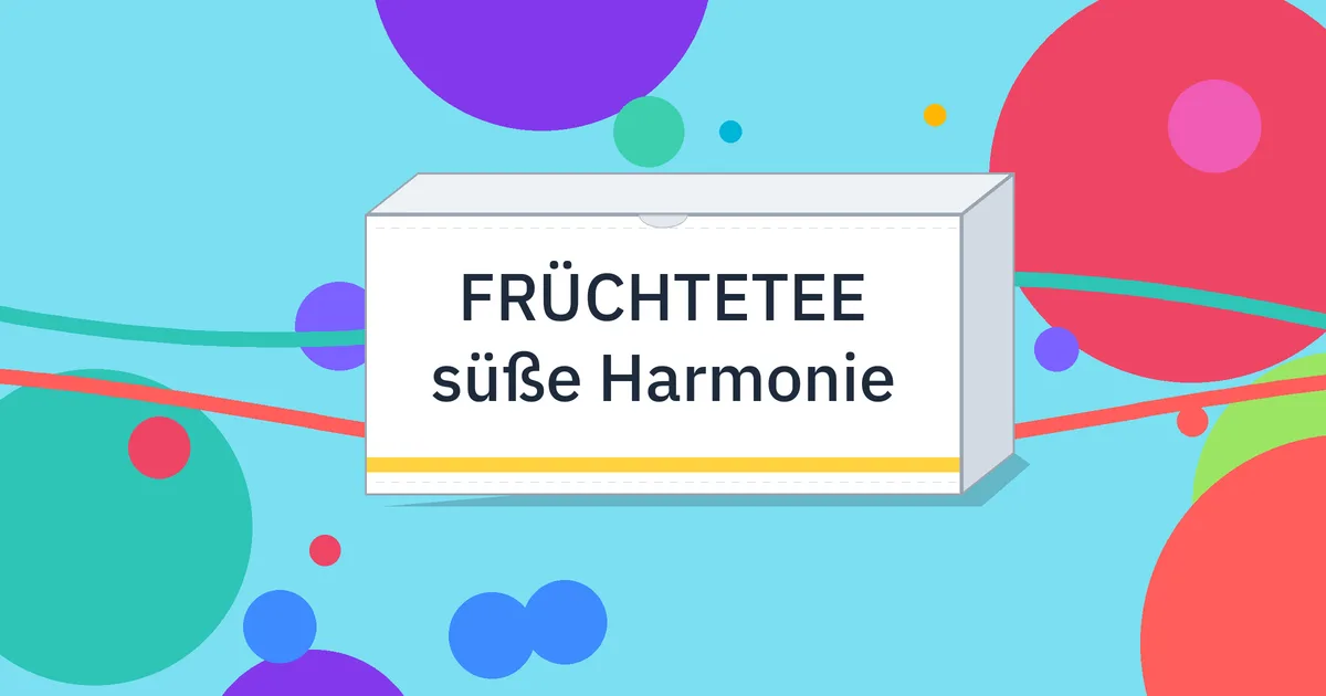 Symbolbild: Packung mit der Aufschrift FRÜCHTETEE süße Harmonie (PZN 15570714) – Verfügbarkeit und Bezug in Apotheken in Frankfurt am Main