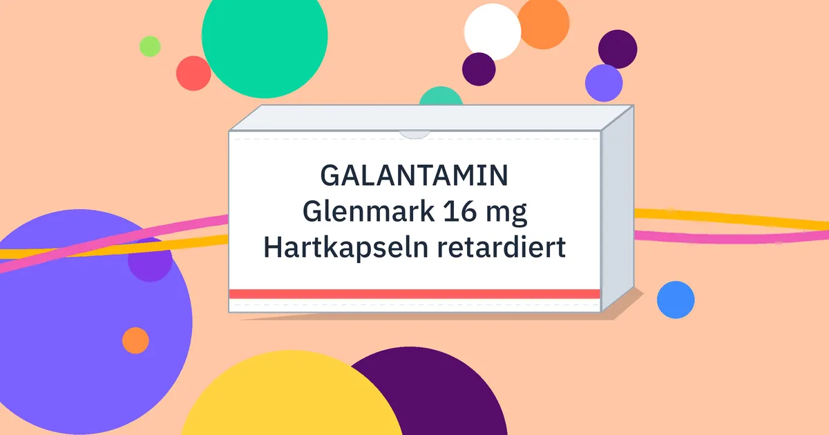 Symbolbild: Packung mit der Aufschrift GALANTAMIN Glenmark 16 mg Hartkapseln retardiert (PZN 14135459) – Verfügbarkeit und Bezug in Apotheken in Frankfurt am Main