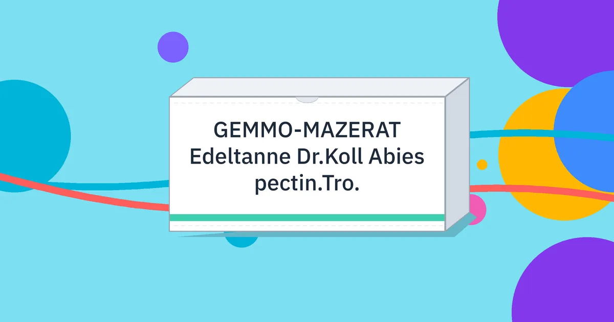Symbolbild: Packung mit der Aufschrift GEMMO-MAZERAT Edeltanne Dr.Koll Abies pectin.Tro. (PZN 20059857) – Verfügbarkeit und Bezug in Apotheken in Frankfurt am Main