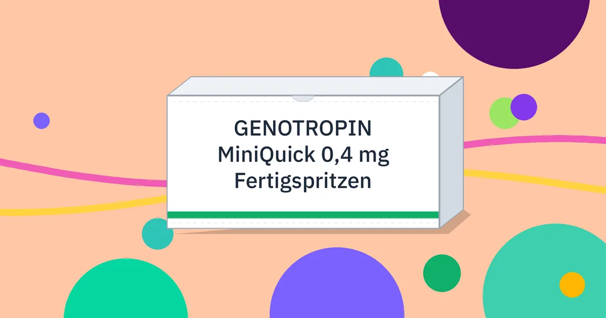 Symbolbild: Packung mit der Aufschrift GENOTROPIN MiniQuick 0,4 mg Fertigspritzen (PZN 02833201) – Verfügbarkeit und Bezug in Apotheken in Frankfurt am Main