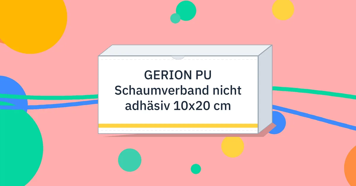 Symbolbild: Packung mit der Aufschrift GERION PU Schaumverband nicht adhäsiv 10x20 cm (PZN 19359844) – Verfügbarkeit und Bezug in Apotheken in Frankfurt am Main
