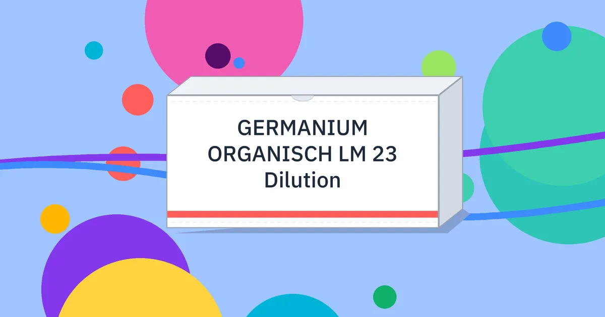 Symbolbild: Packung mit der Aufschrift GERMANIUM ORGANISCH LM 23 Dilution (PZN 16363880) – Verfügbarkeit und Bezug in Apotheken in Frankfurt am Main