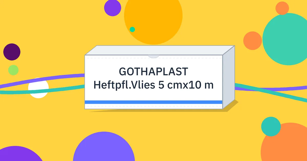 Symbolbild: Packung mit der Aufschrift GOTHAPLAST Heftpfl.Vlies 5 cmx10 m (PZN 04051365) – Verfügbarkeit und Bezug in Apotheken in Frankfurt am Main