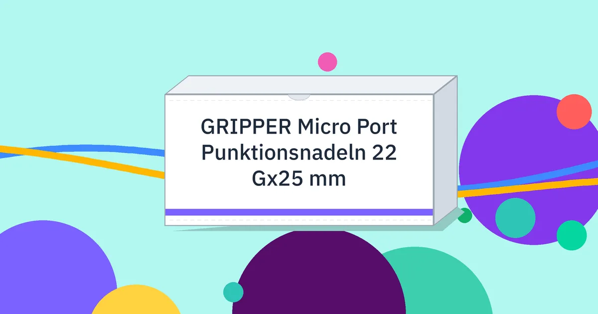 Symbolbild: Packung mit der Aufschrift GRIPPER Micro Port Punktionsnadeln 22 Gx25 mm (PZN 00252954) – Verfügbarkeit und Bezug in Apotheken in Frankfurt am Main