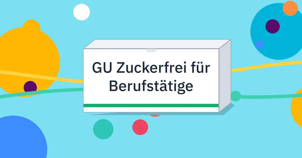 Symbolbild: Packung mit der Aufschrift GU Zuckerfrei für Berufstätige (PZN 15196693) – Verfügbarkeit und Bezug in Apotheken in Frankfurt am Main