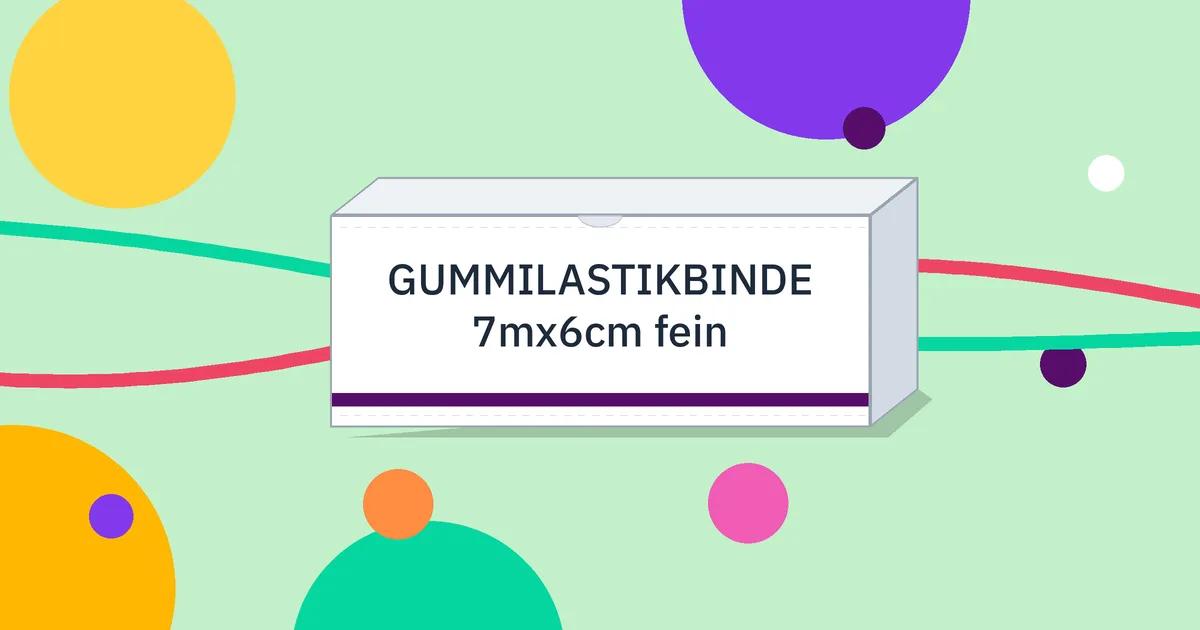 Symbolbild: Packung mit der Aufschrift GUMMILASTIKBINDE 7mx6cm fein (PZN 01721397) – Verfügbarkeit und Bezug in Apotheken in Frankfurt am Main
