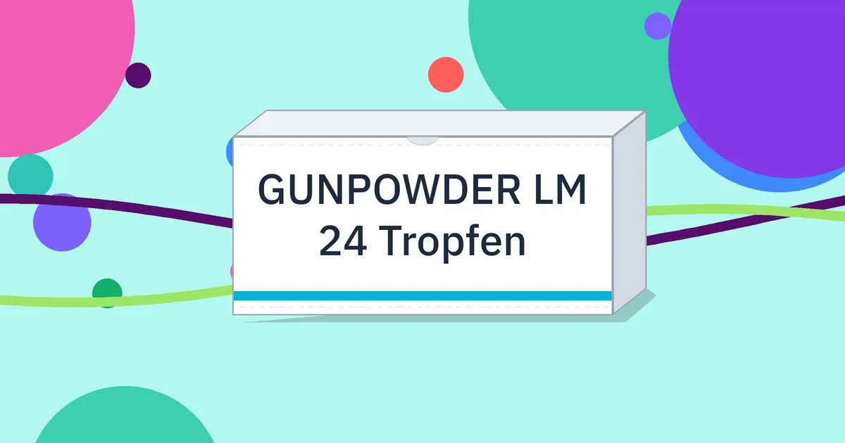 Symbolbild: Packung mit der Aufschrift GUNPOWDER LM 24 Tropfen (PZN 15823776) – Verfügbarkeit und Bezug in Apotheken in Frankfurt am Main
