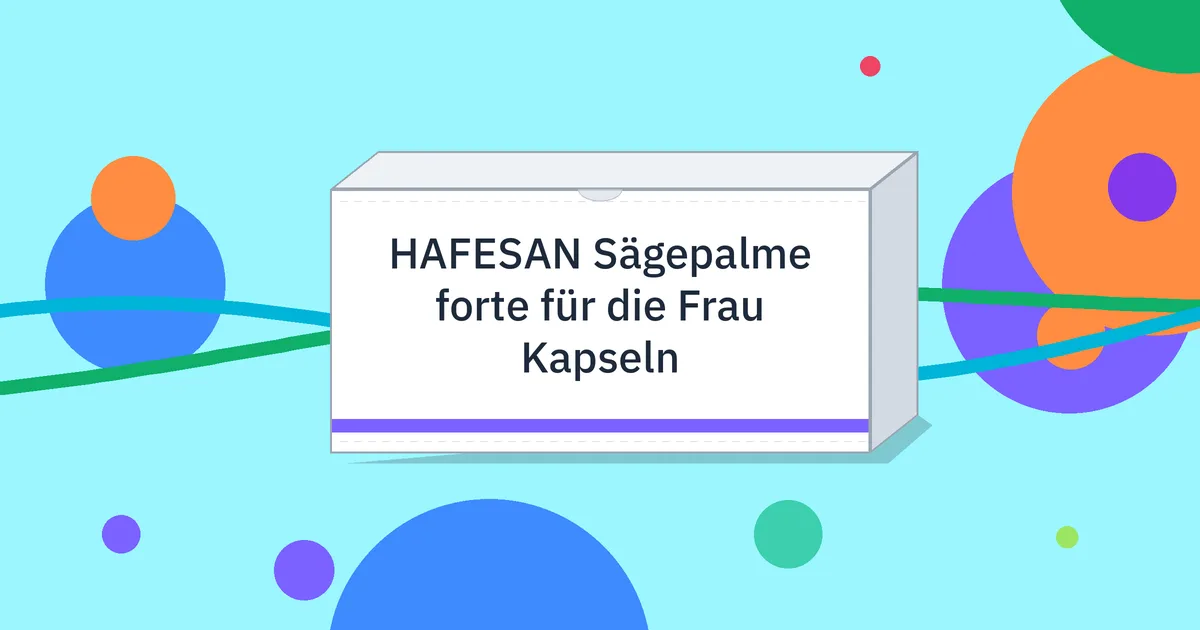 Symbolbild: Packung mit der Aufschrift HAFESAN Sägepalme forte für die Frau Kapseln (PZN 09487498) – Verfügbarkeit und Bezug in Apotheken in Frankfurt am Main