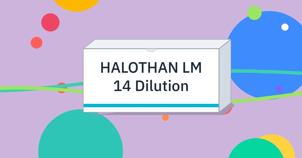 Symbolbild: Packung mit der Aufschrift HALOTHAN LM 14 Dilution (PZN 12884004) – Verfügbarkeit und Bezug in Apotheken in Frankfurt am Main