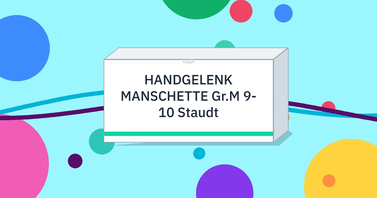 Symbolbild: Packung mit der Aufschrift HANDGELENK MANSCHETTE Gr.M 9-10 Staudt (PZN 11152724) – Verfügbarkeit und Bezug in Apotheken in Frankfurt am Main