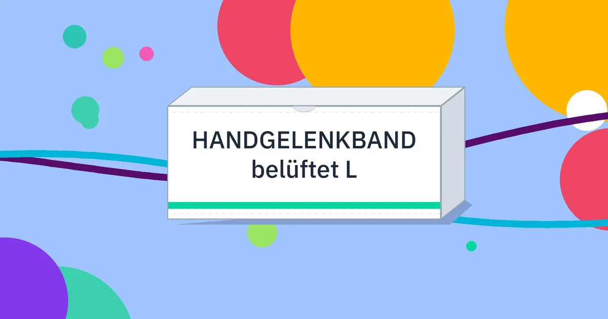 Symbolbild: Packung mit der Aufschrift HANDGELENKBAND belüftet L (PZN 19070061) – Verfügbarkeit und Bezug in Apotheken in Frankfurt am Main