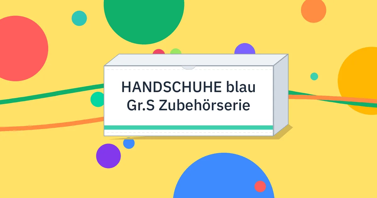 Symbolbild: Packung mit der Aufschrift HANDSCHUHE blau Gr.S Zubehörserie (PZN 18832965) – Verfügbarkeit und Bezug in Apotheken in Frankfurt am Main