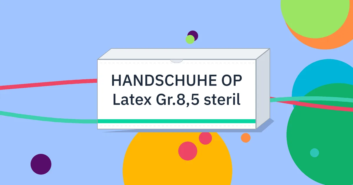 Symbolbild: Packung mit der Aufschrift HANDSCHUHE OP Latex Gr.8,5 steril (PZN 00061591) – Verfügbarkeit und Bezug in Apotheken in Frankfurt am Main