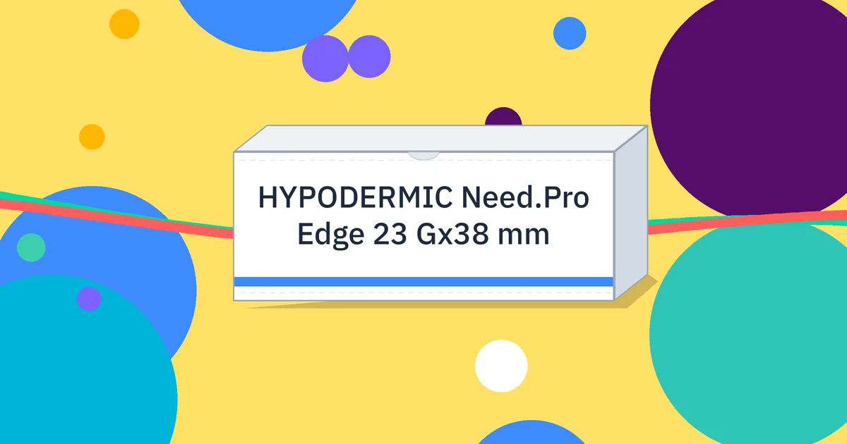 Symbolbild: Packung mit der Aufschrift HYPODERMIC Need.Pro Edge 23 Gx38 mm (PZN 09215647) – Verfügbarkeit und Bezug in Apotheken in Frankfurt am Main