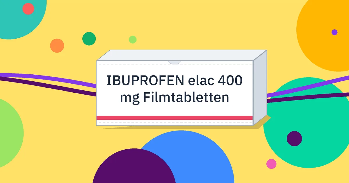 Symbolbild: Packung mit der Aufschrift IBUPROFEN elac 400 mg Filmtabletten (PZN 19375754) – Verfügbarkeit und Bezug in Apotheken in Frankfurt am Main