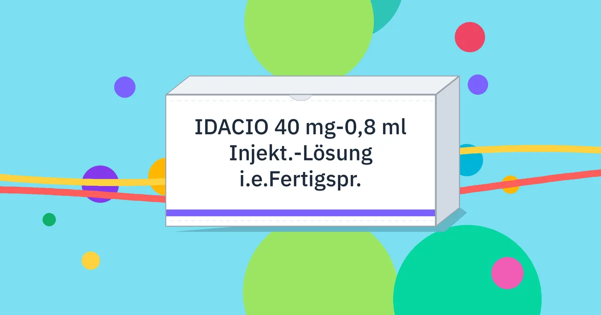 Symbolbild: Packung mit der Aufschrift IDACIO 40 mg-0,8 ml Injekt.-Lösung i.e.Fertigspr. (PZN 15434514) – Verfügbarkeit und Bezug in Apotheken in Frankfurt am Main