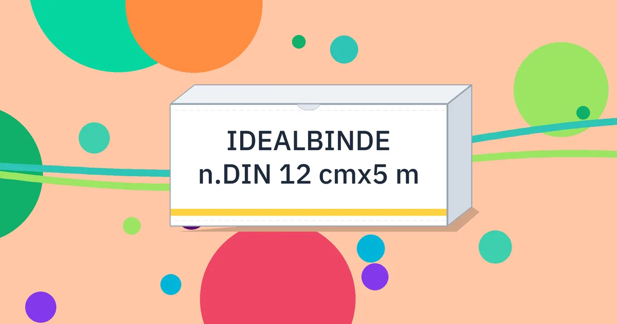 Symbolbild: Packung mit der Aufschrift IDEALBINDE n.DIN 12 cmx5 m (PZN 01303837) – Verfügbarkeit und Bezug in Apotheken in Frankfurt am Main