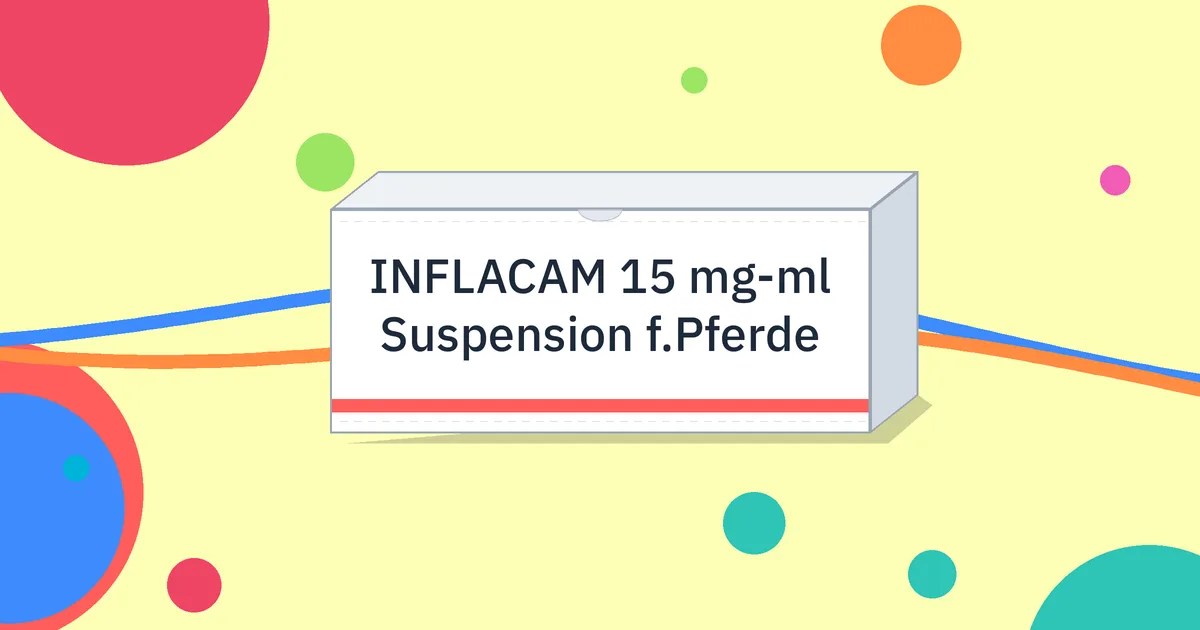 Symbolbild: Packung mit der Aufschrift INFLACAM 15 mg-ml Suspension f.Pferde (PZN 04003952) – Verfügbarkeit und Bezug in Apotheken in Frankfurt am Main