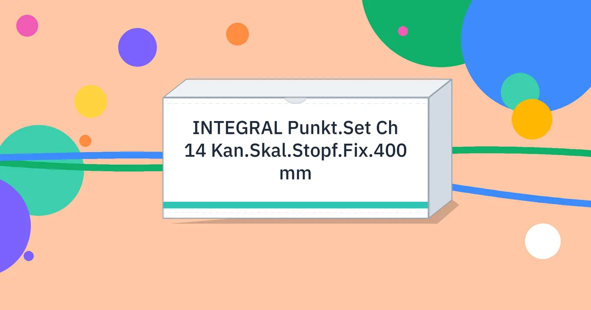 Symbolbild: Packung mit der Aufschrift INTEGRAL Punkt.Set Ch 14 Kan.Skal.Stopf.Fix.400 mm (PZN 00793710) – Verfügbarkeit und Bezug in Apotheken in Frankfurt am Main