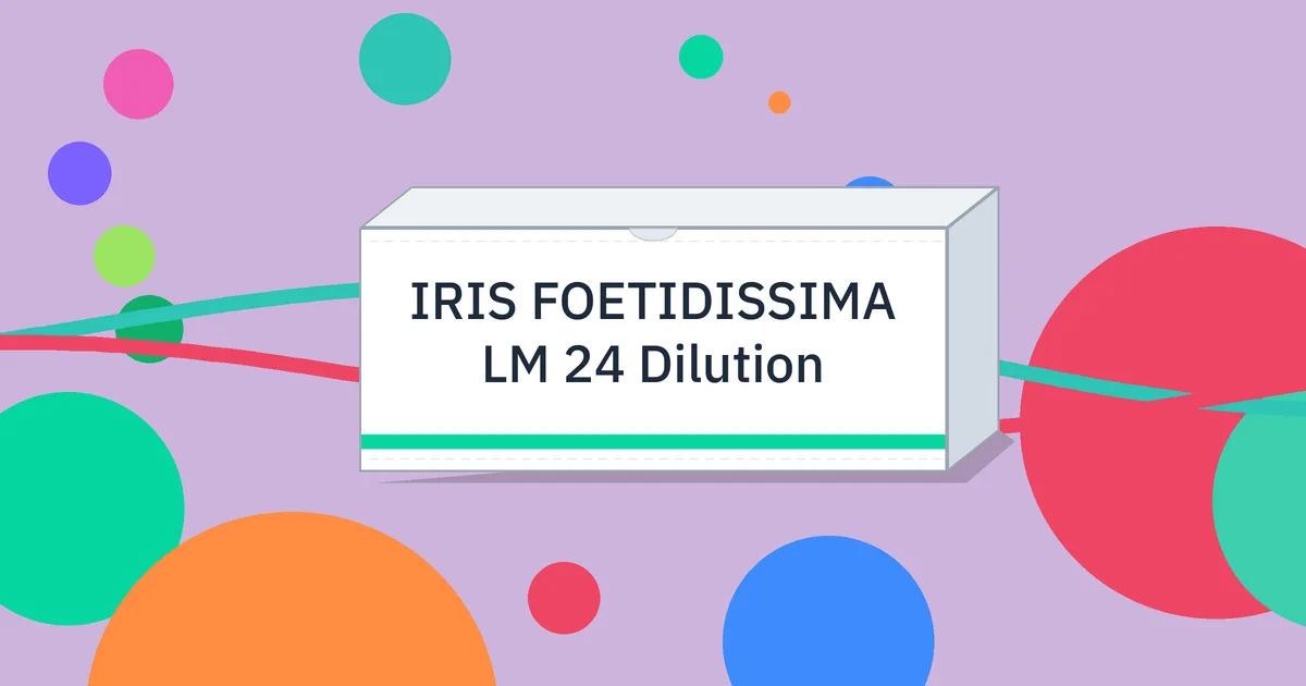 Symbolbild: Packung mit der Aufschrift IRIS FOETIDISSIMA LM 24 Dilution (PZN 12914030) – Verfügbarkeit und Bezug in Apotheken in Frankfurt am Main