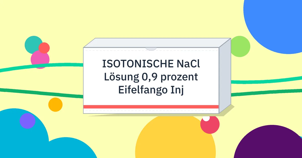 Symbolbild: Packung mit der Aufschrift ISOTONISCHE NaCl Lösung 0,9 prozent Eifelfango Inj (PZN 00874762) – Verfügbarkeit und Bezug in Apotheken in Frankfurt am Main
