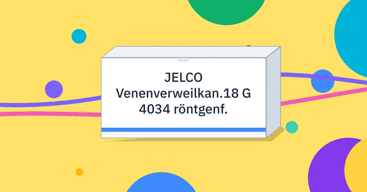 Symbolbild: Packung mit der Aufschrift JELCO Venenverweilkan.18 G 4034 röntgenf. (PZN 06796431) – Verfügbarkeit und Bezug in Apotheken in Frankfurt am Main