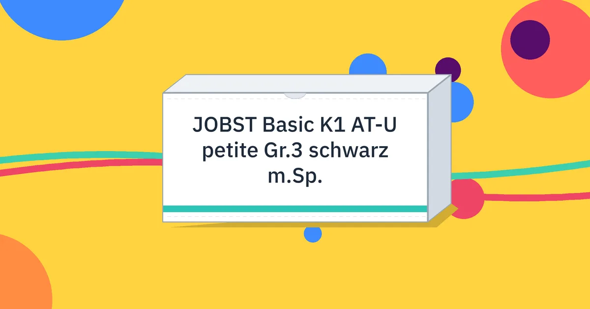 Symbolbild: Packung mit der Aufschrift JOBST Basic K1 AT-U petite Gr.3 schwarz m.Sp. (PZN 15310261) – Verfügbarkeit und Bezug in Apotheken in Frankfurt am Main