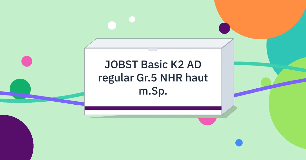 Symbolbild: Packung mit der Aufschrift JOBST Basic K2 AD regular Gr.5 NHR haut m.Sp. (PZN 15312550) – Verfügbarkeit und Bezug in Apotheken in Frankfurt am Main