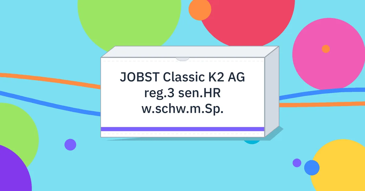 Symbolbild: Packung mit der Aufschrift JOBST Classic K2 AG reg.3 sen.HR w.schw.m.Sp. (PZN 17961040) – Verfügbarkeit und Bezug in Apotheken in Frankfurt am Main