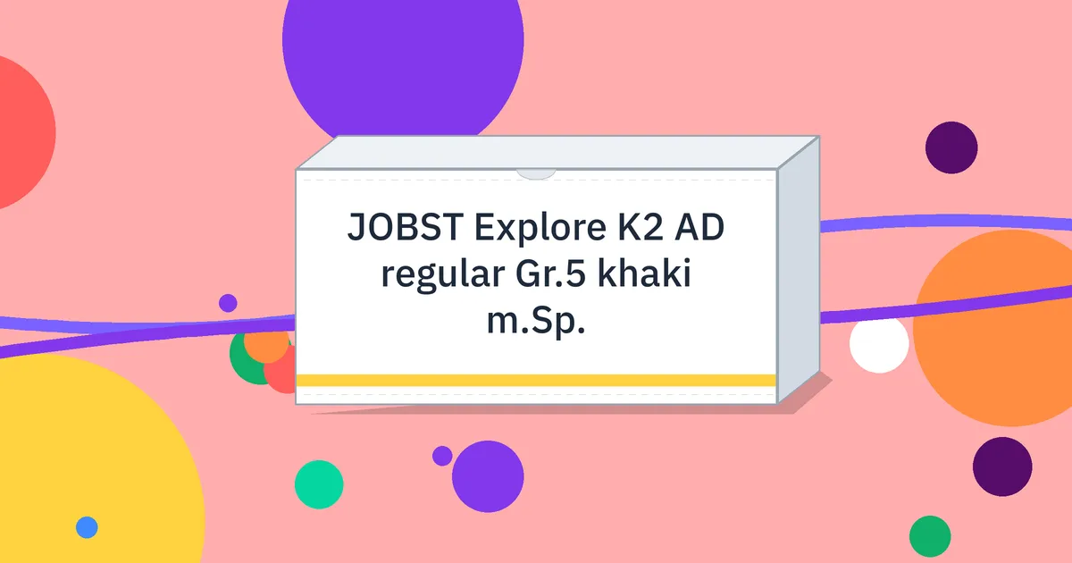 Symbolbild: Packung mit der Aufschrift JOBST Explore K2 AD regular Gr.5 khaki m.Sp. (PZN 11022186) – Verfügbarkeit und Bezug in Apotheken in Frankfurt am Main