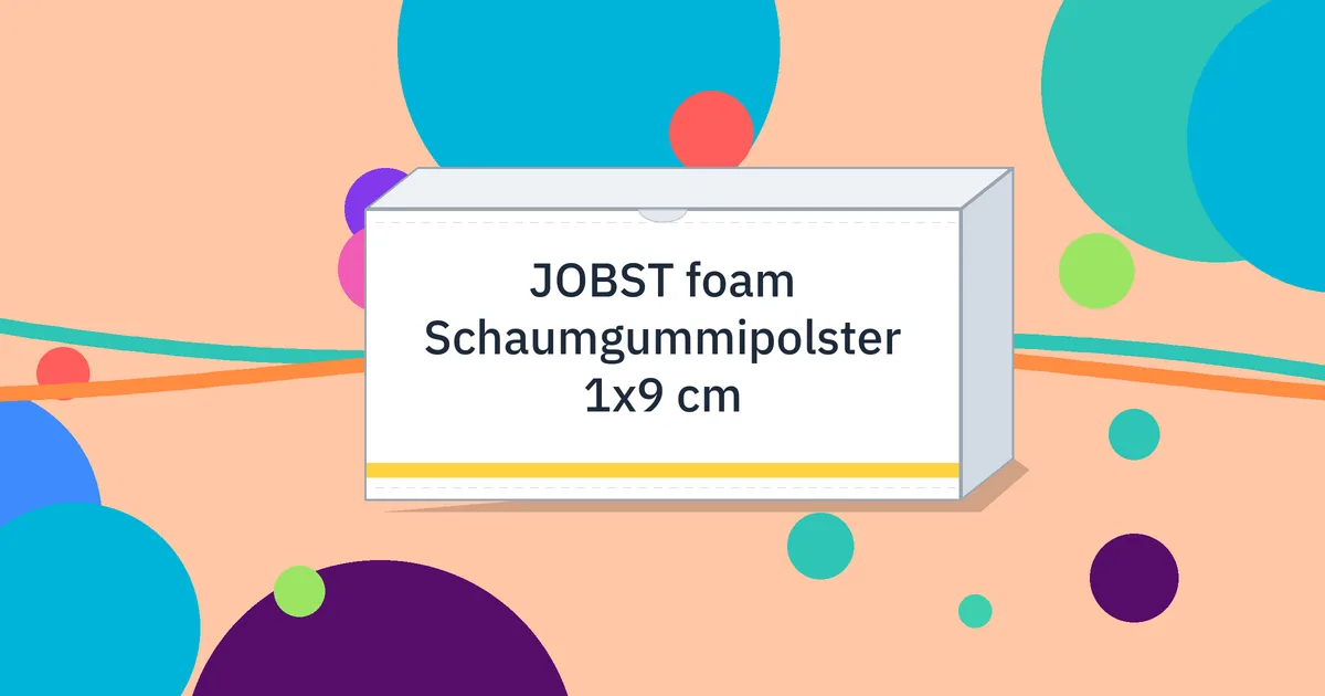 Symbolbild: Packung mit der Aufschrift JOBST foam Schaumgummipolster 1x9 cm (PZN 12657053) – Verfügbarkeit und Bezug in Apotheken in Frankfurt am Main