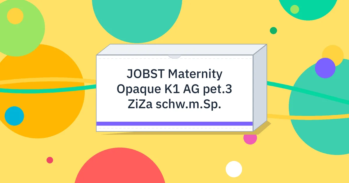 Symbolbild: Packung mit der Aufschrift JOBST Maternity Opaque K1 AG pet.3 ZiZa schw.m.Sp. (PZN 15852602) – Verfügbarkeit und Bezug in Apotheken in Frankfurt am Main