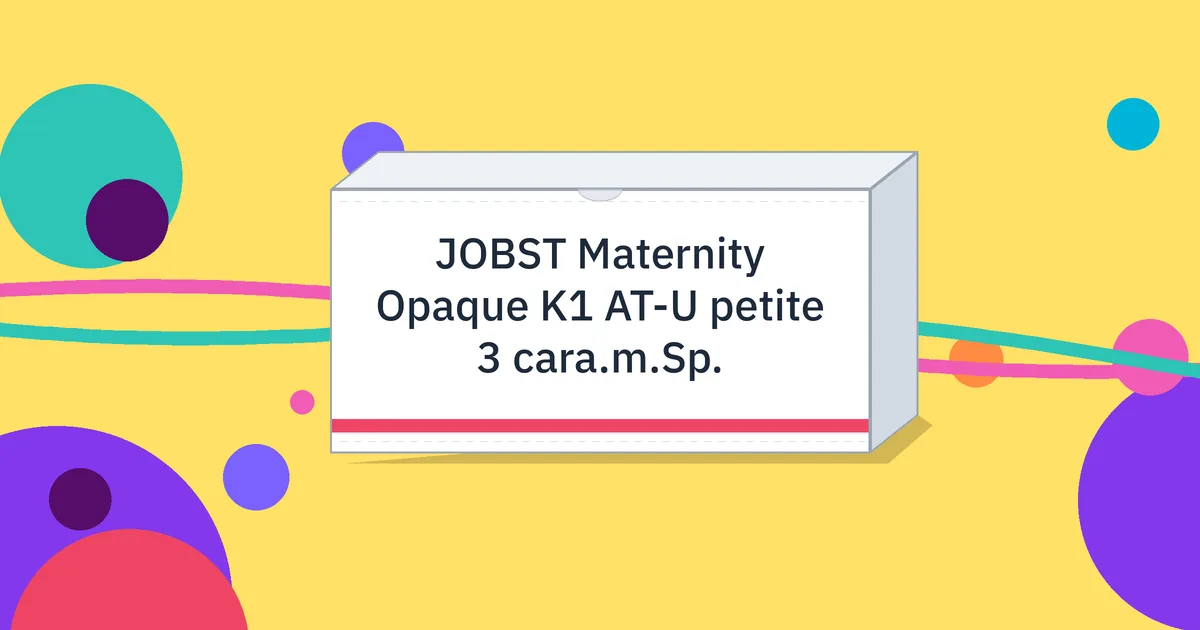 Symbolbild: Packung mit der Aufschrift JOBST Maternity Opaque K1 AT-U petite 3 cara.m.Sp. (PZN 15850715) – Verfügbarkeit und Bezug in Apotheken in Frankfurt am Main