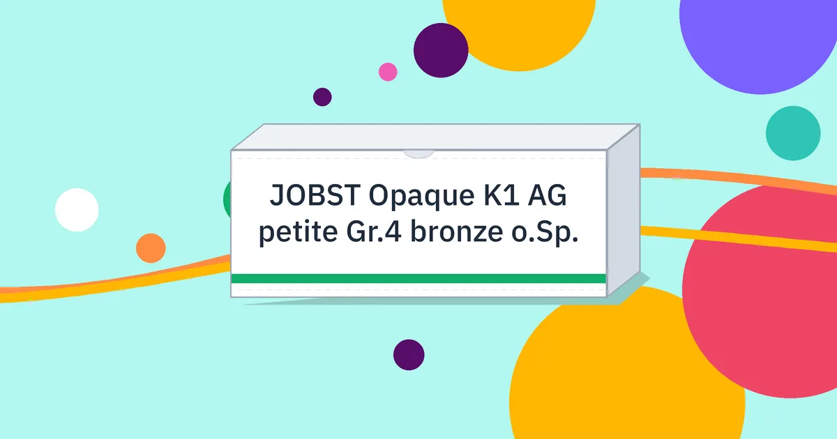 Symbolbild: Packung mit der Aufschrift JOBST Opaque K1 AG petite Gr.4 bronze o.Sp. (PZN 13087209) – Verfügbarkeit und Bezug in Apotheken in Frankfurt am Main