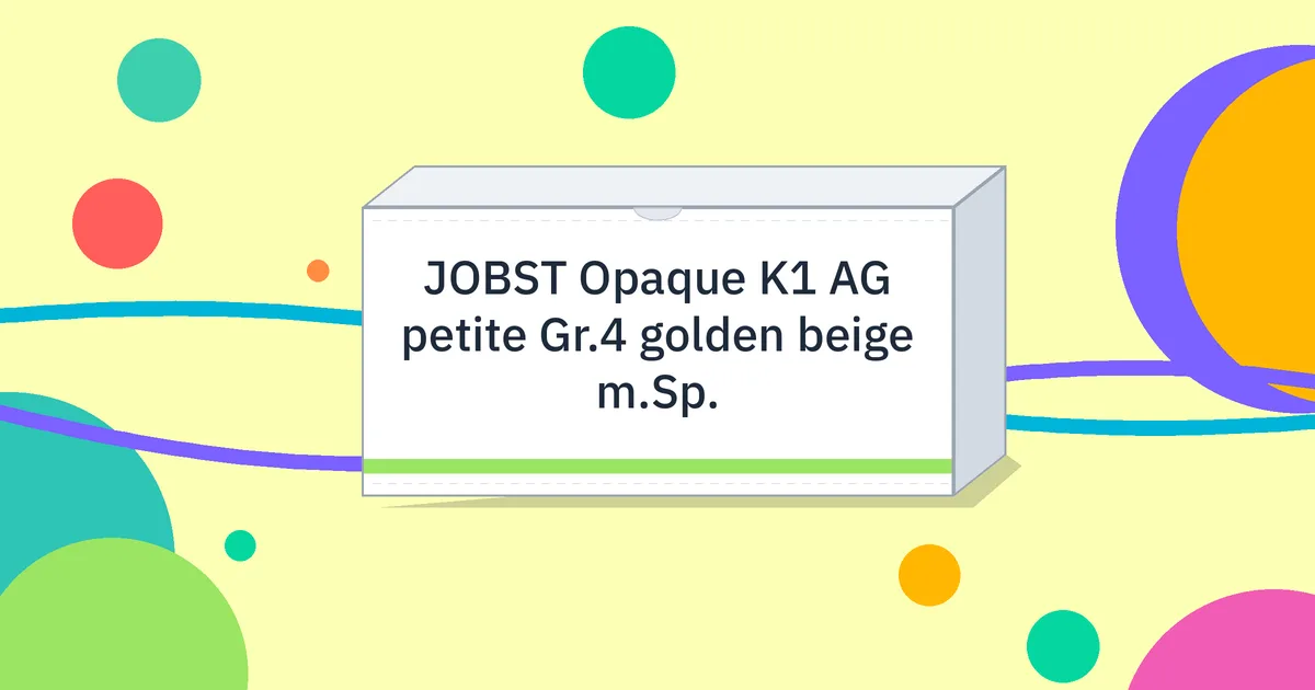 Symbolbild: Packung mit der Aufschrift JOBST Opaque K1 AG petite Gr.4 golden beige m.Sp. (PZN 16268934) – Verfügbarkeit und Bezug in Apotheken in Frankfurt am Main
