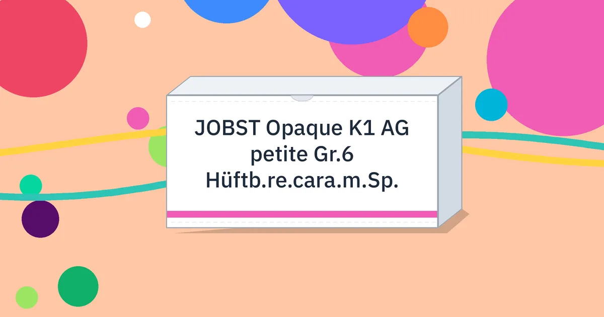 Symbolbild: Packung mit der Aufschrift JOBST Opaque K1 AG petite Gr.6 Hüftb.re.cara.m.Sp. (PZN 13099069) – Verfügbarkeit und Bezug in Apotheken in Frankfurt am Main